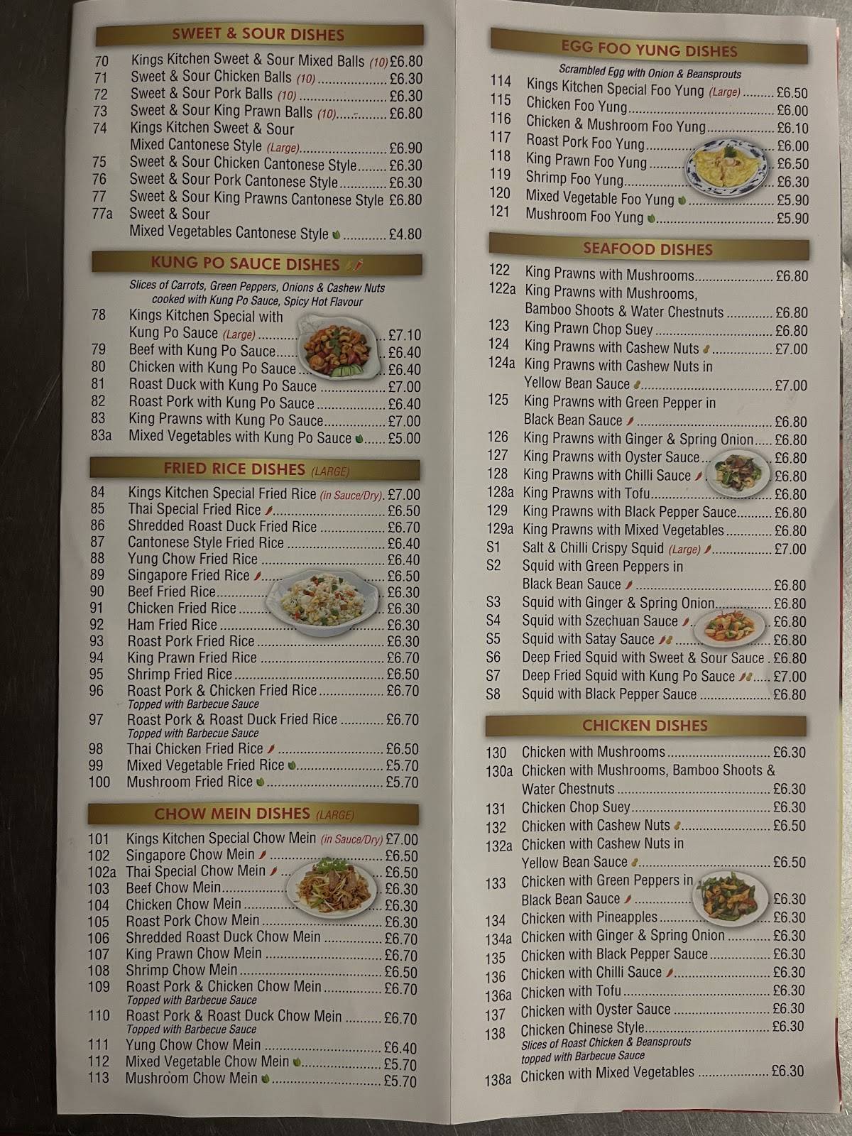 Menu at Kings Kitchen restaurant, Birmingham, 598 College Rd