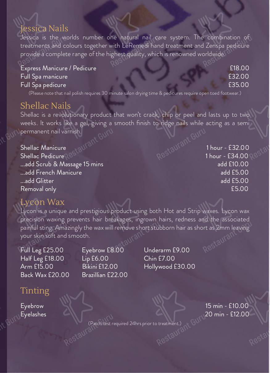 Menu at Kingsmills Hotel restaurant, Inverness