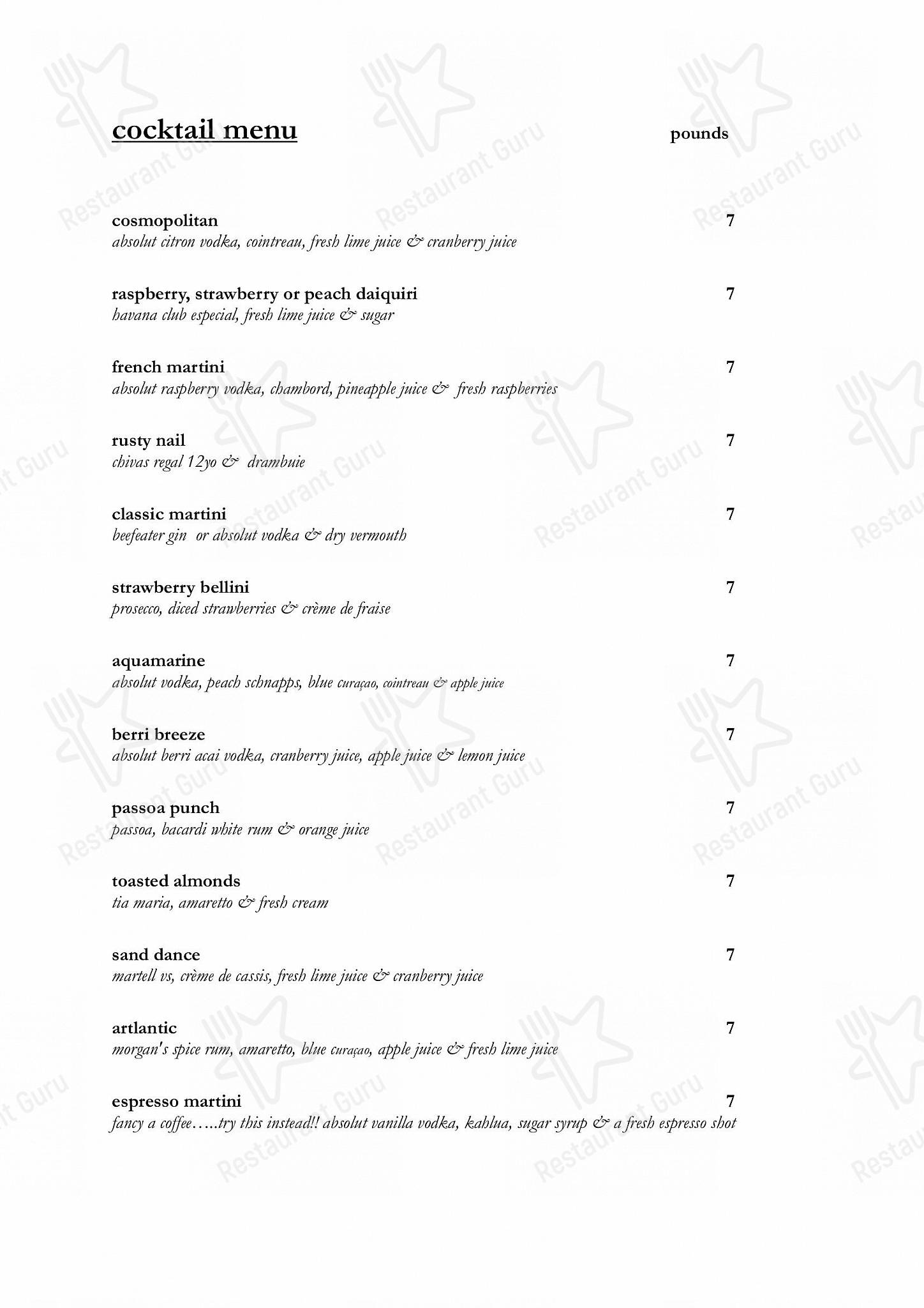 Menu at Kingsmills Hotel restaurant, Inverness