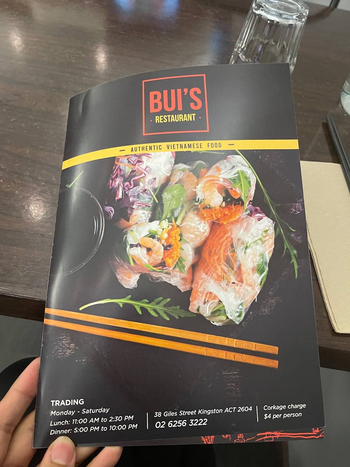 Menu at Bui's Restaurant, Kingston