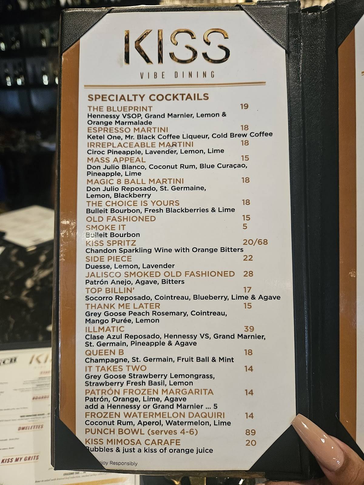 Menu at Kiss desserts, Houston