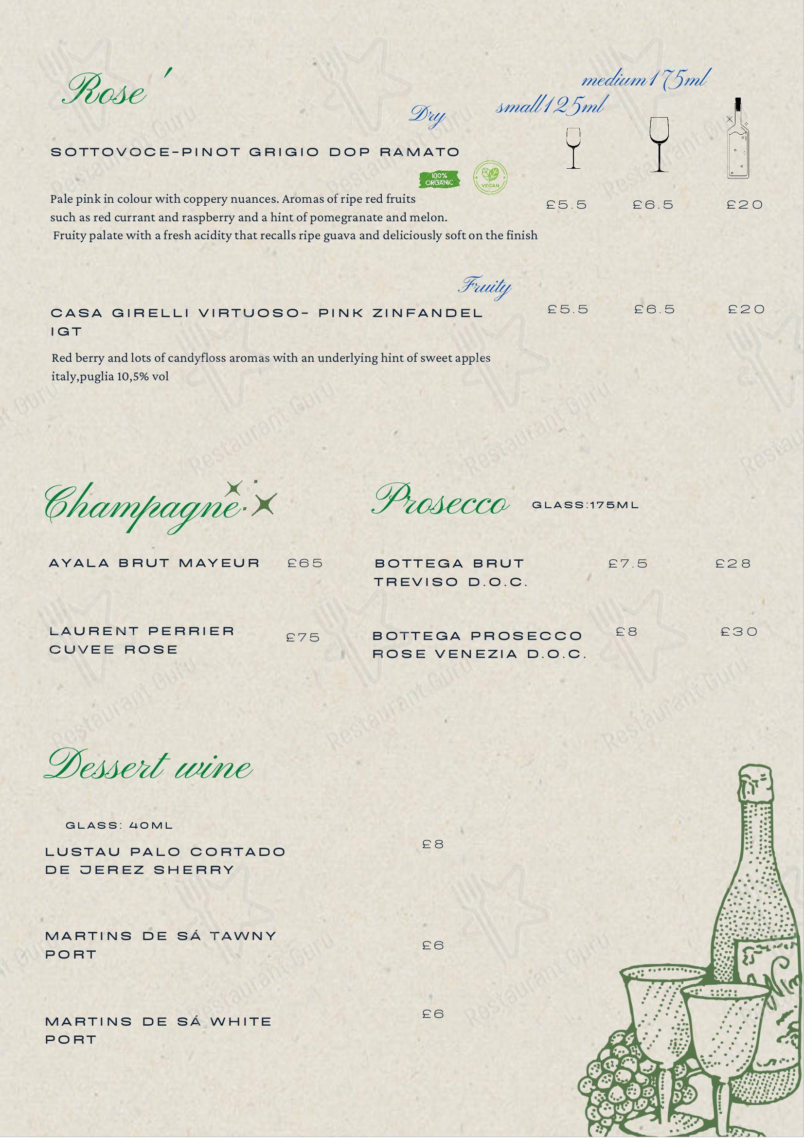 Menu at Knowledge Restaurant, Sunderland
