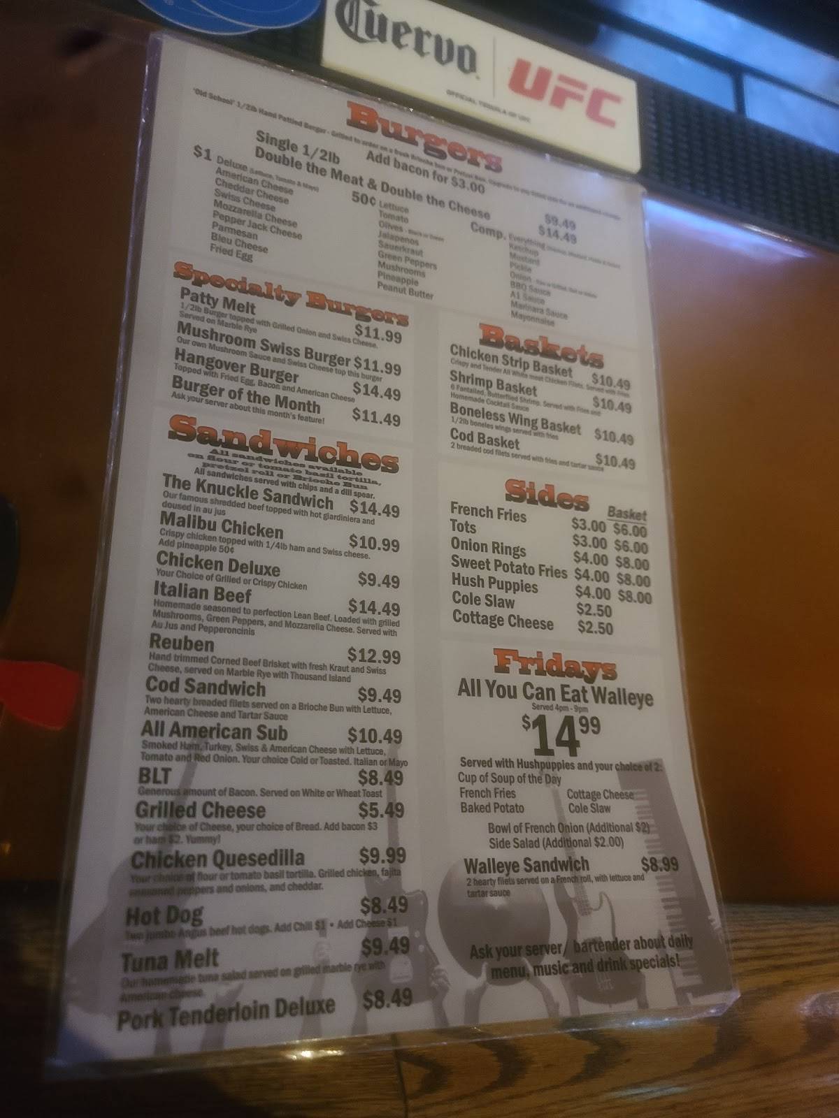 Menu at Knuckleheads Sports Bar-Grill, Michigan City