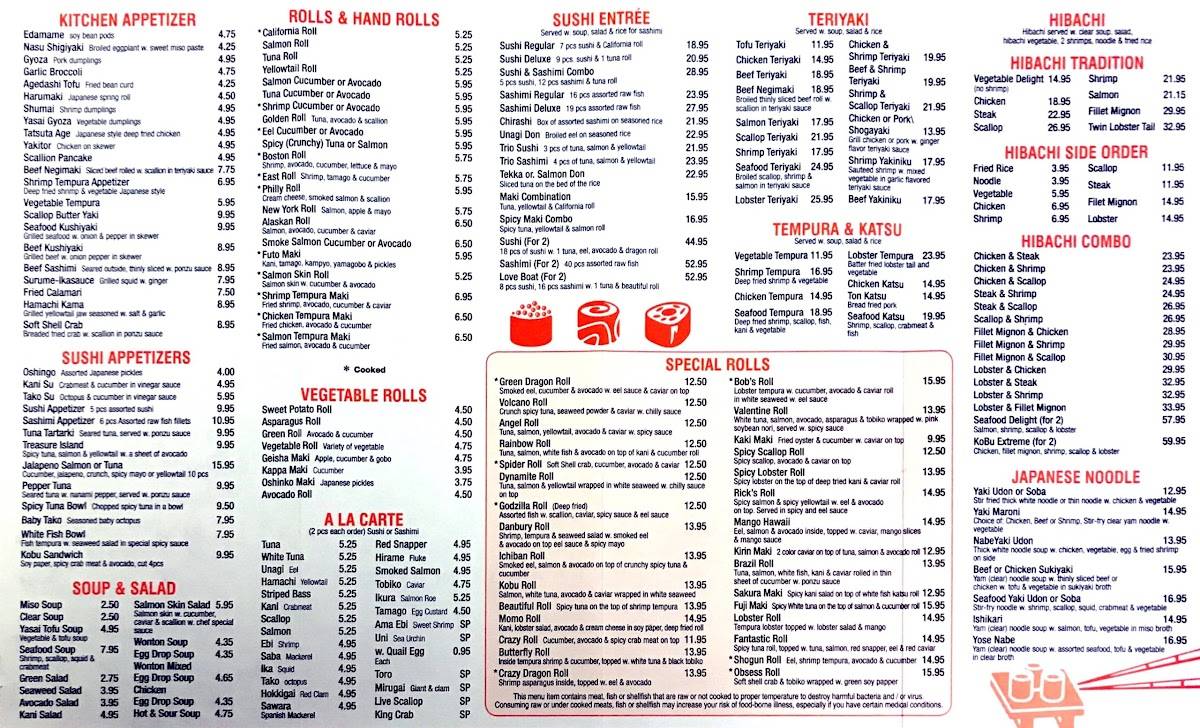 Menu at Kobu Asian Bistro restaurant, Mahopac