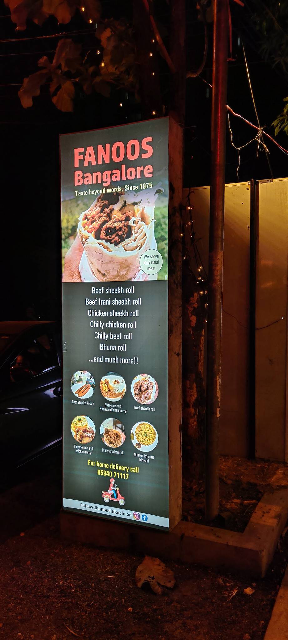 Menu at Fanoos Restaurant, Kochi