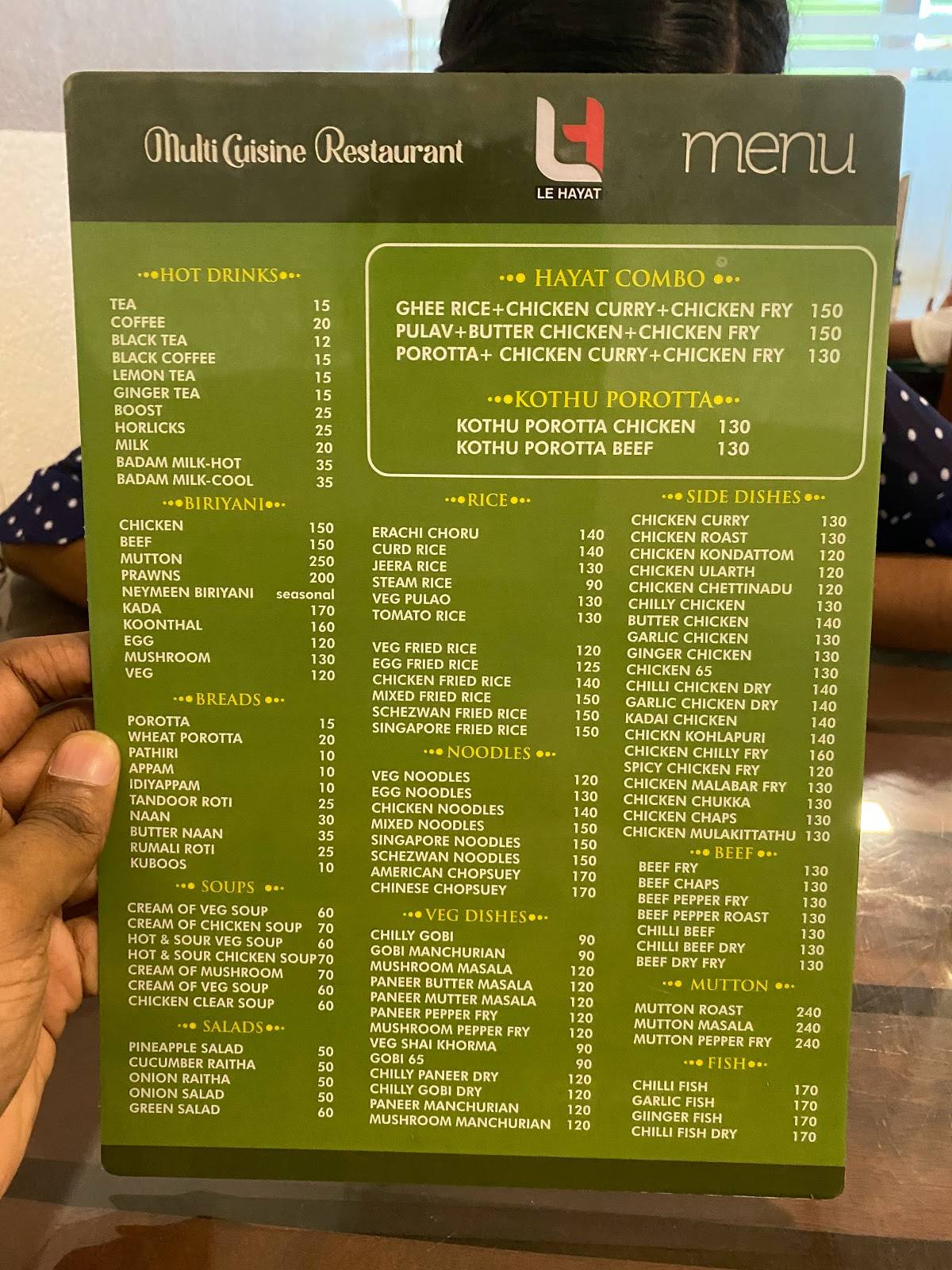 Menu at Grand Hayal Restaurant, Kakkanad, LH Coolbar