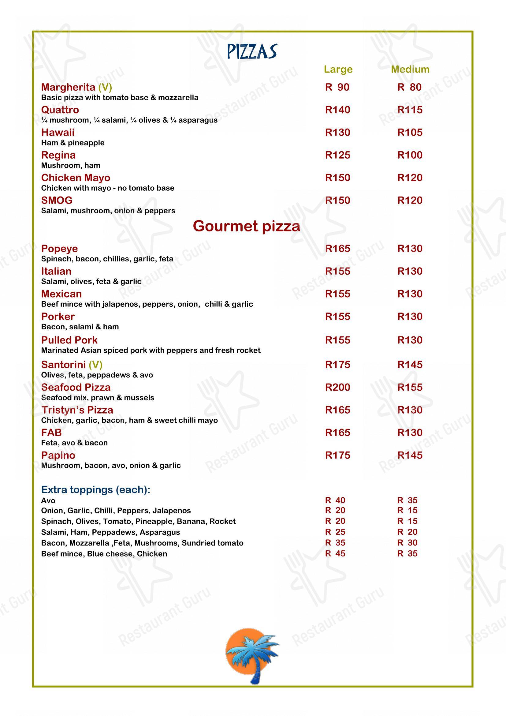Menu at Kokomo Beach Bar & Restaurant, Langebaan