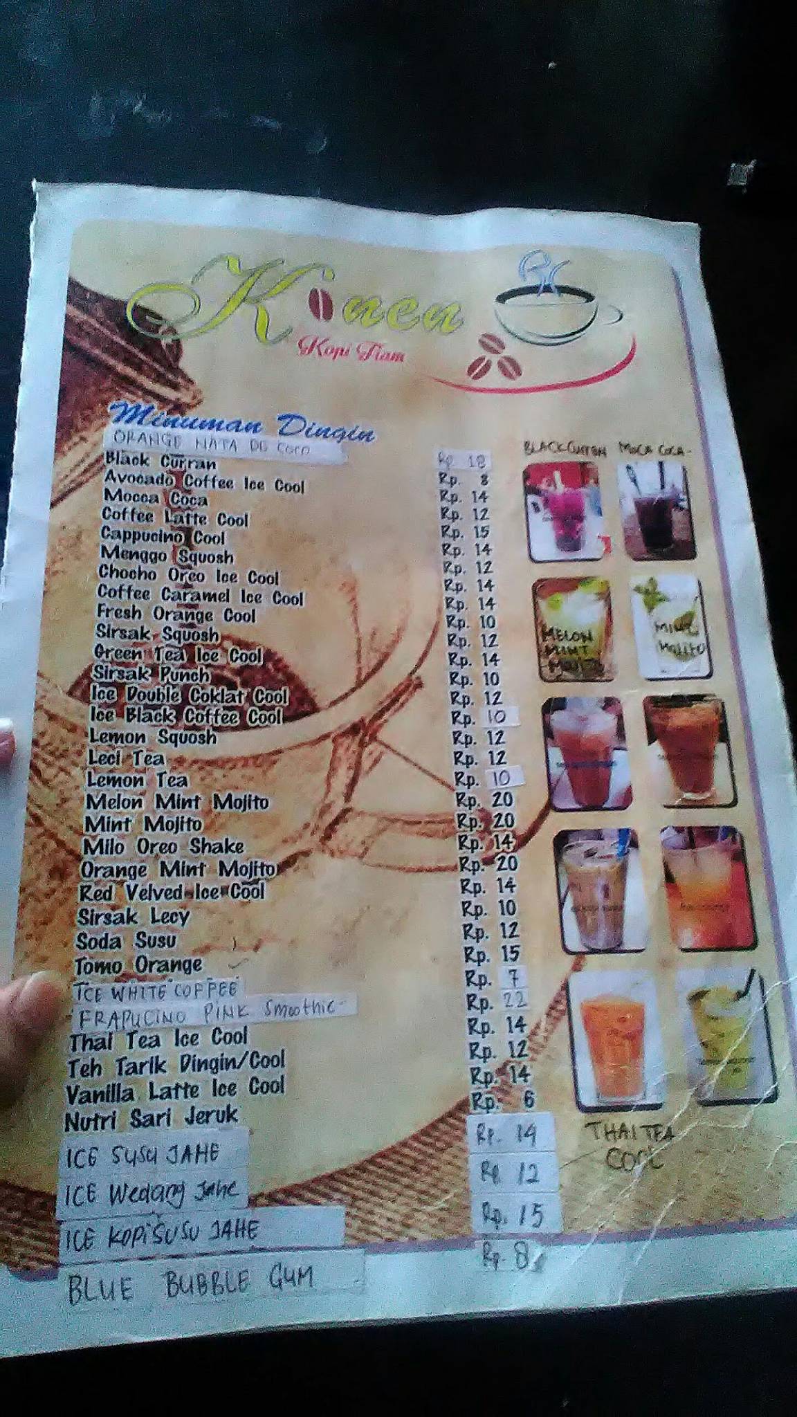 Menu at Konen Kopi Tiam cafe, Puput
