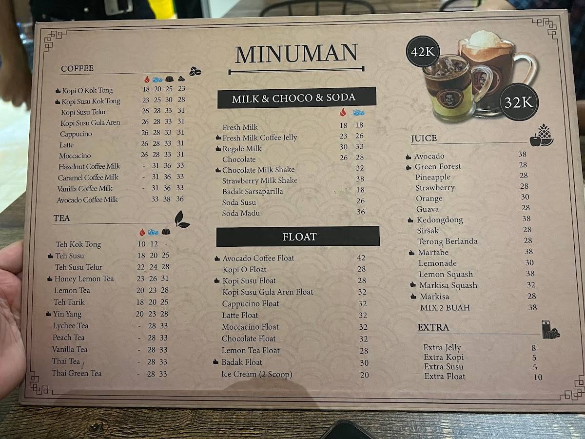 Menu at Kopi Lim Kok Tong restaurant, West Jakarta