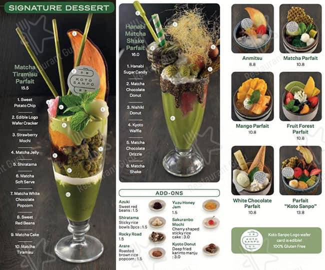 Menu at Koto Sanpo, Gold Coast