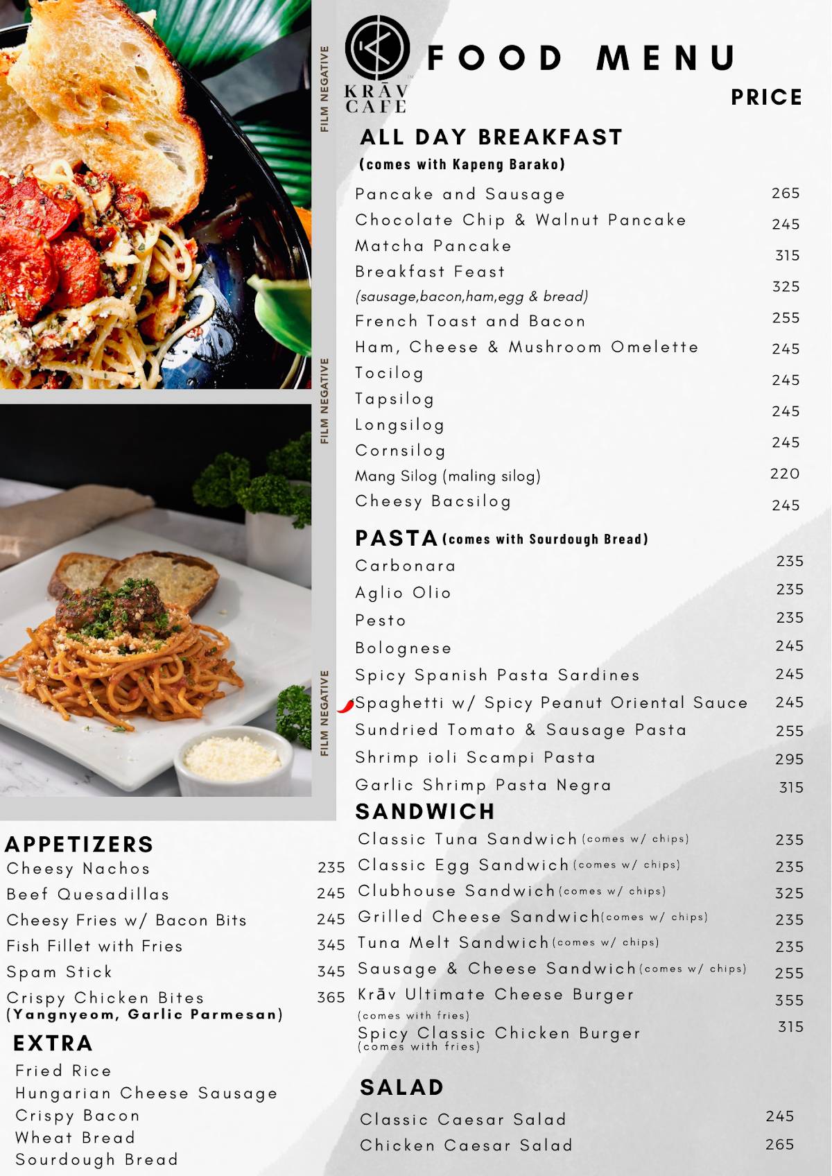 Menu at Krāv Café restaurant, Lipa