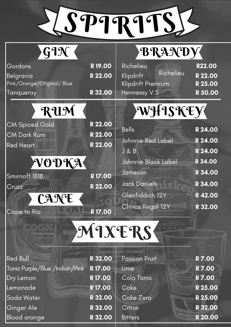 Menu at Kriel Bean Tree, Kriel