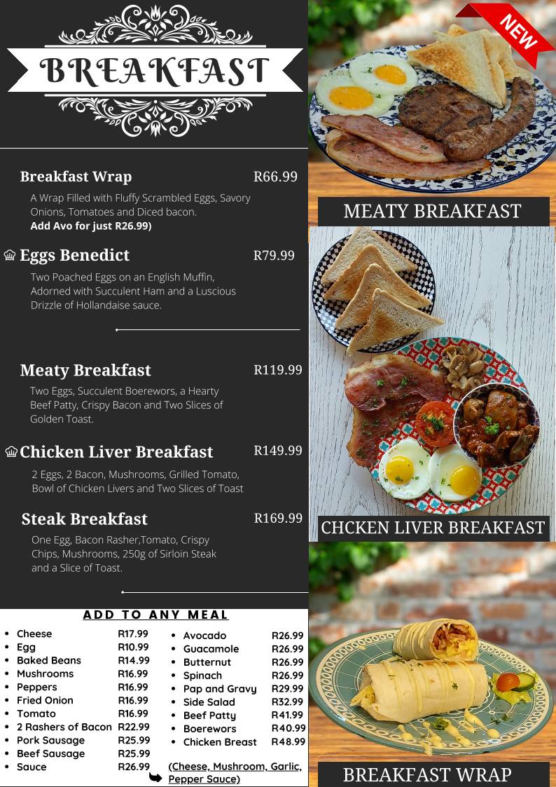 Menu at Kriel Bean Tree restaurant, Kriel