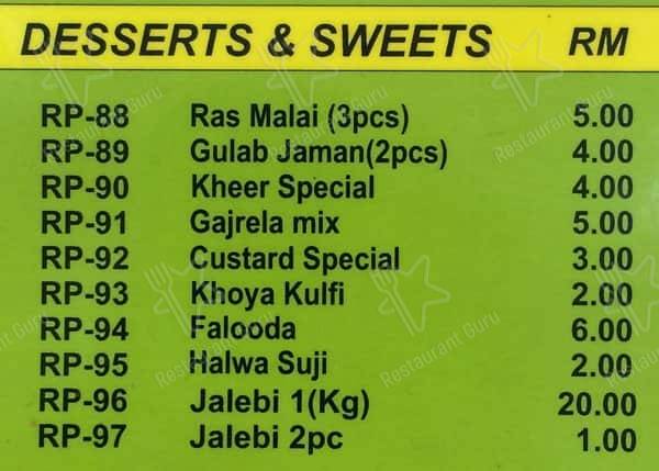 Menu at RESTORAN PAKISTAN restaurant, Kuala Lumpur