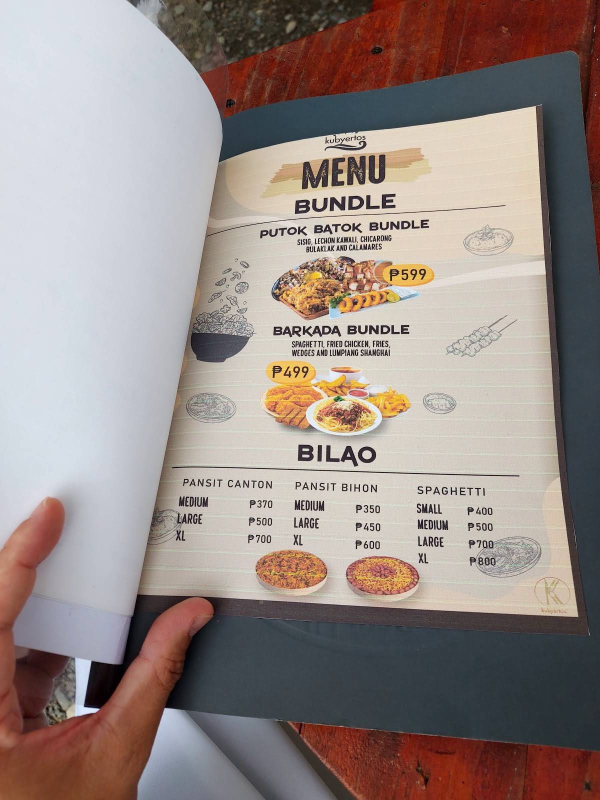 Menu at Kubyertos PH Restaurant, Cabanatuan City