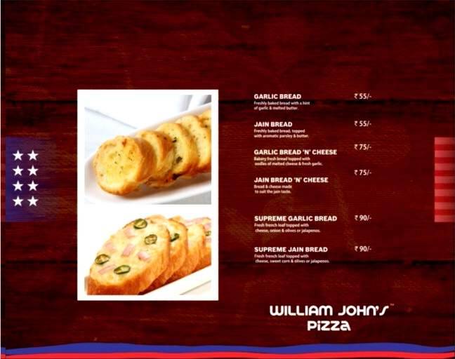 Menu at William John's Pizza, Gandhinagar, Pramukh Arcade-2