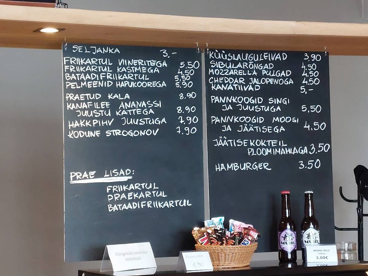 Menu at Kuivastu kohvik cafeteria, Kuivastu