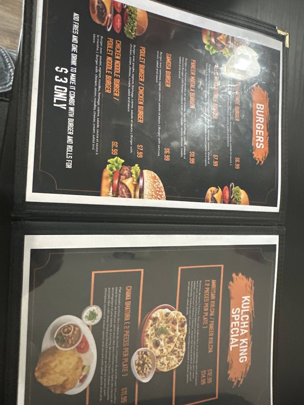 Menu at Kulcha King Restaurant, Montréal