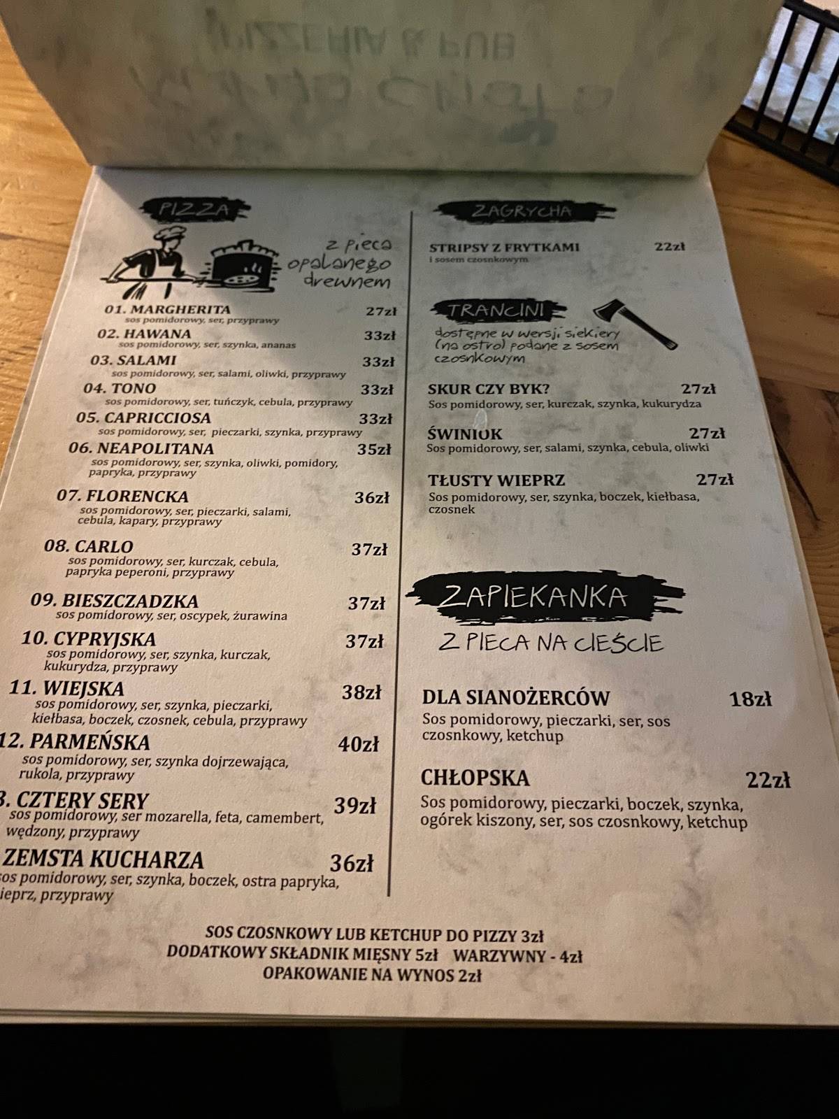 Menu at Kurna Chata Lesko PIZZERIA&PUB, Lesko