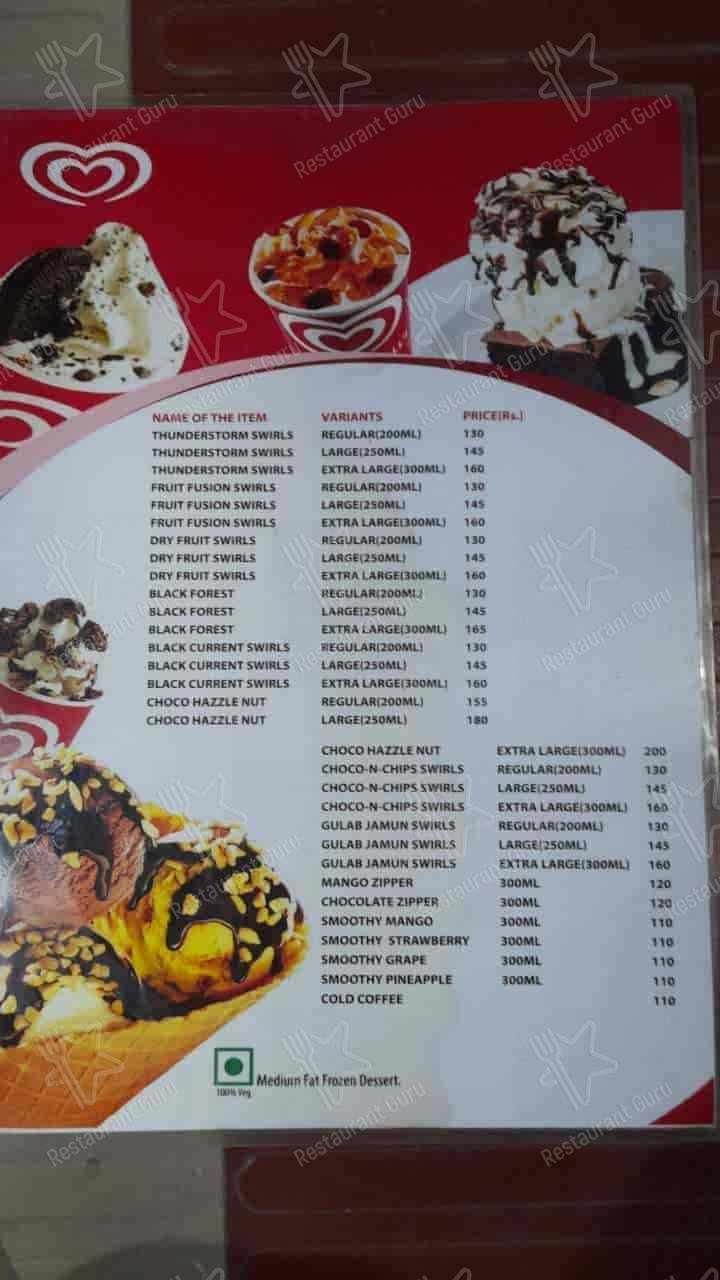 Menu at Kwality Wall's Ice Cream and more, Kolkata, 138 B