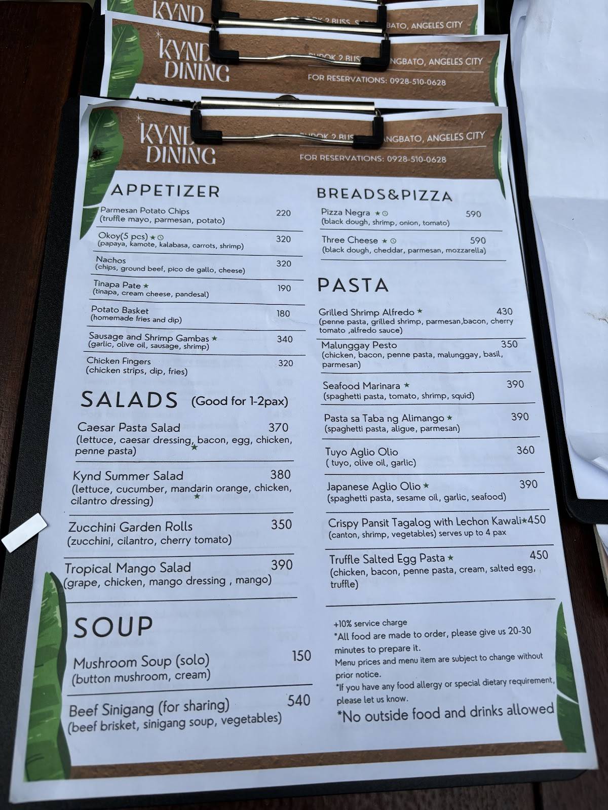 Menu at Kynd Dining restaurant, Angeles, 5F9W+G5