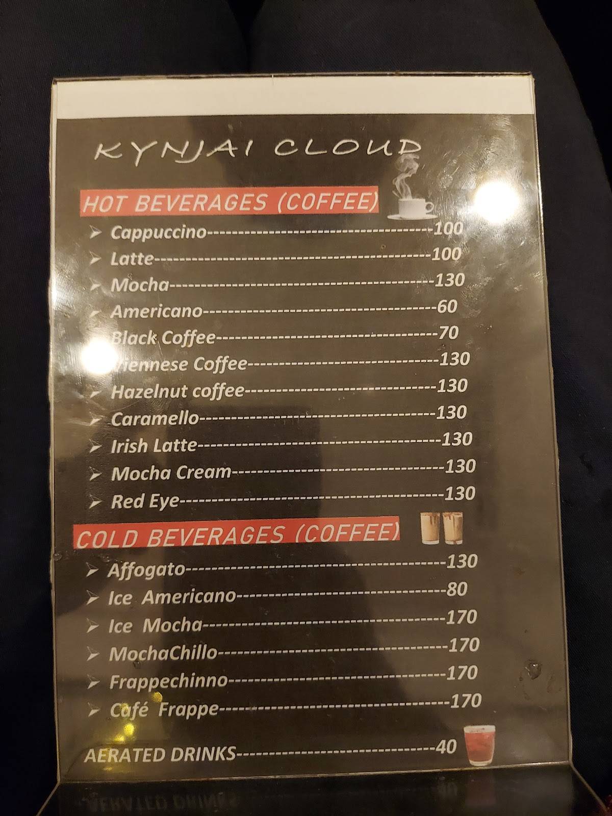 Menu at Kynjai Cloud Kitchen, Shillong