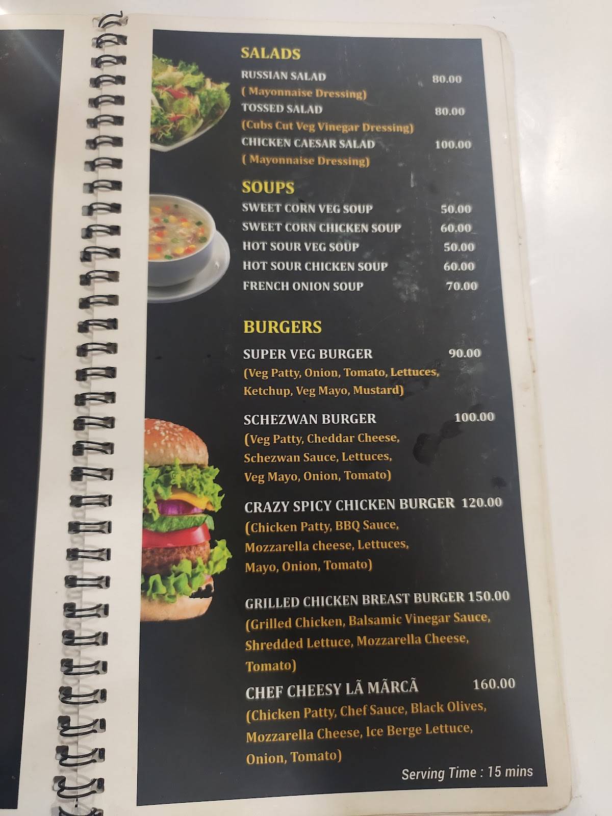 Menu at LA MARCA Cafe, Thanjavur