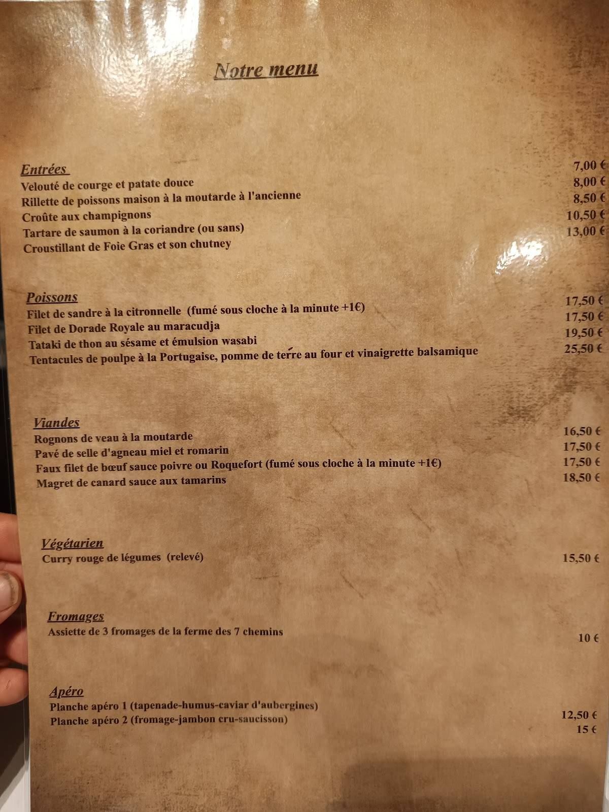 Menu au L'Auberge de la Roche restaurant, Marsac-sur-Don, Étang de la Roche