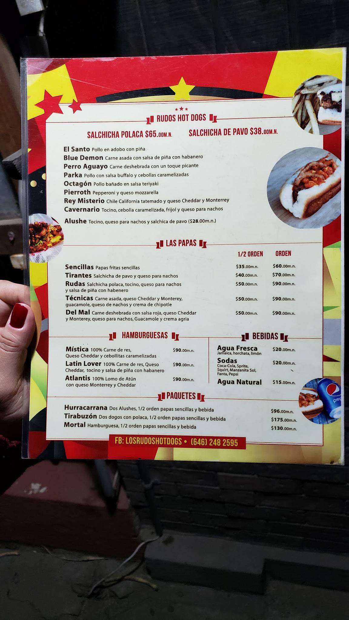 Carta del restaurante LOS RUDOS HOT DOGS, Ensenada