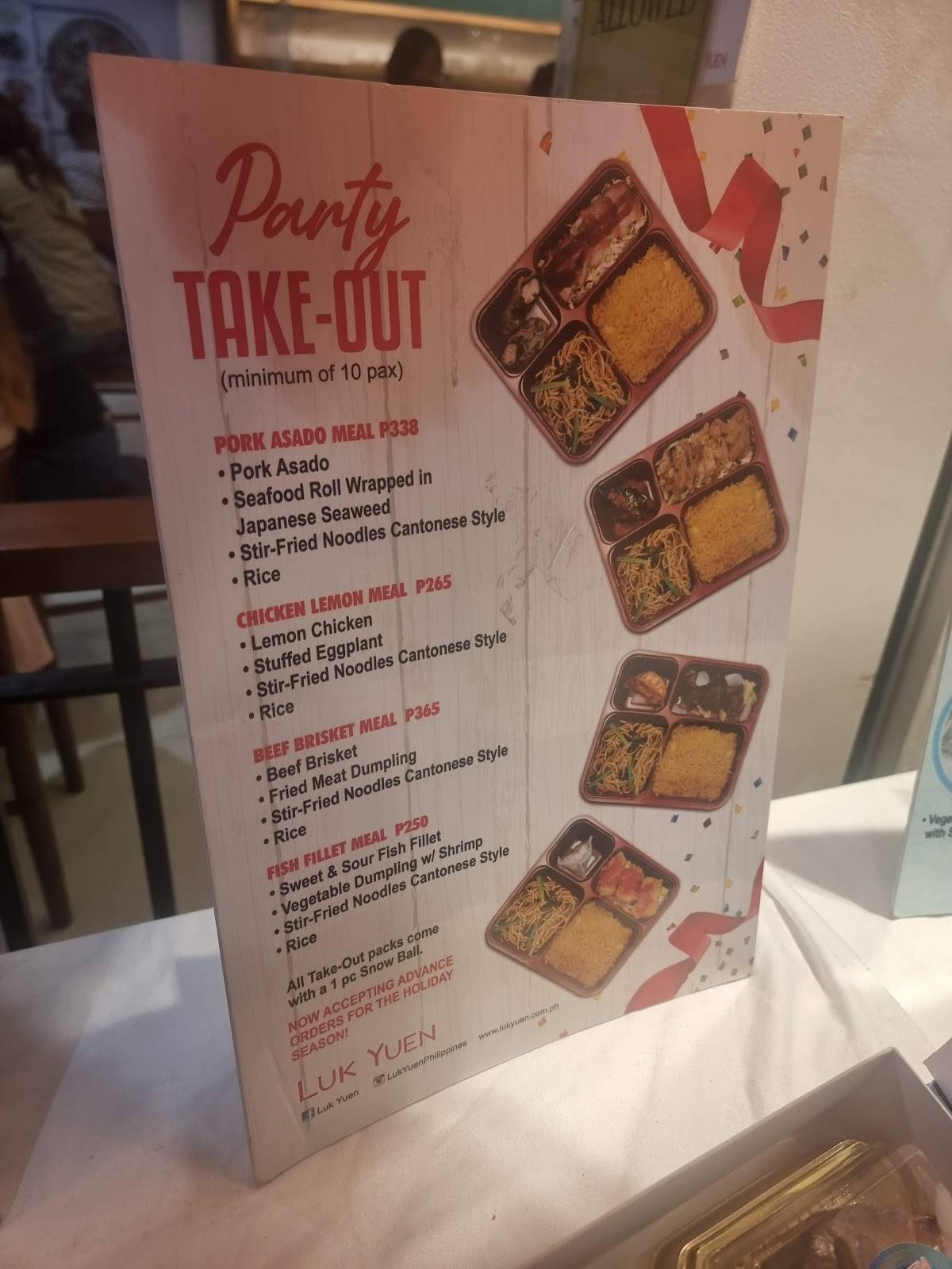 Menu at LUK YUEN Chinese Restaurant, Unimart Capitol Commons, Pasig ...