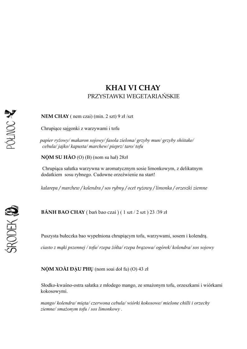 Menu at La Bàn restaurant, Warsaw