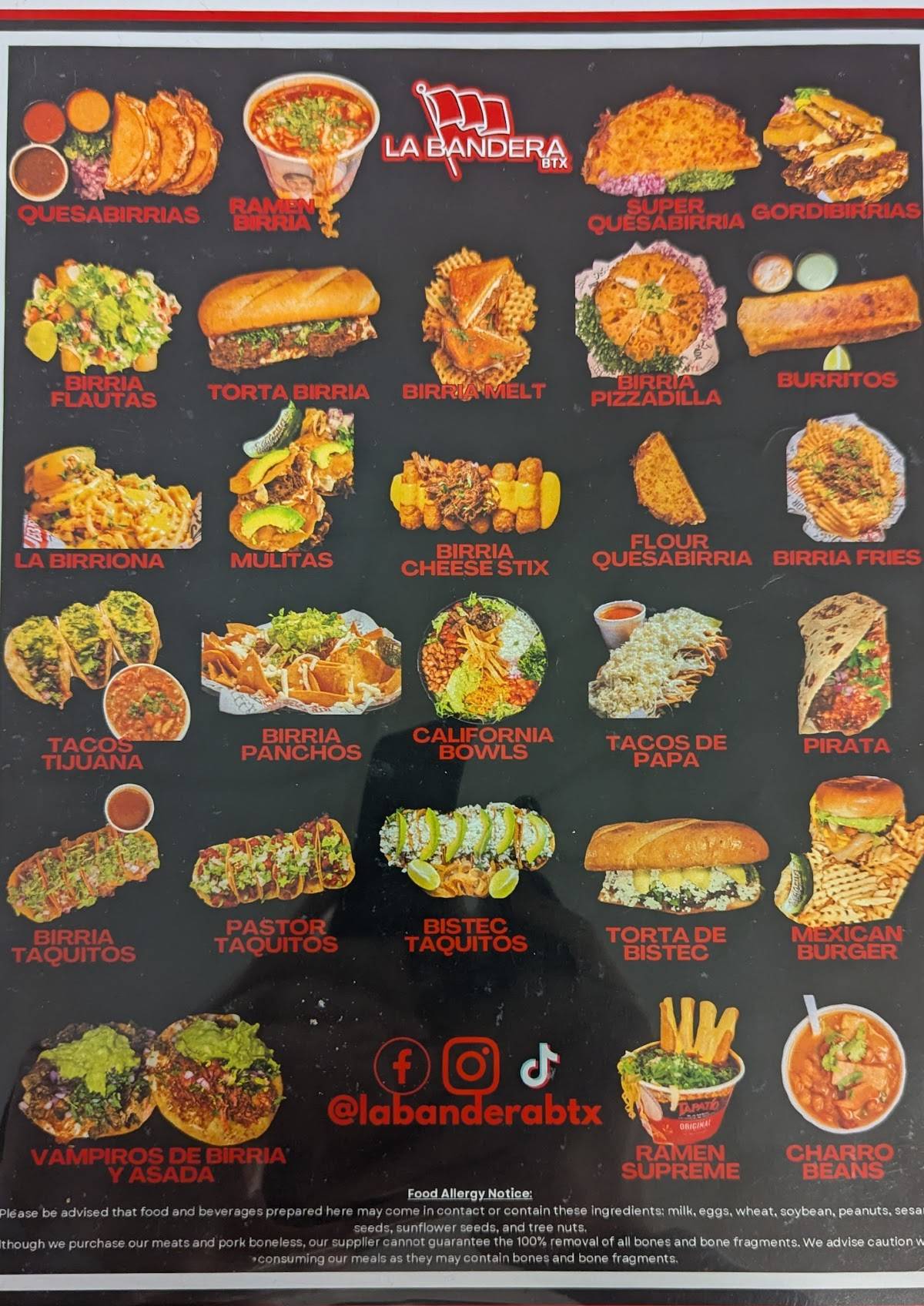 Menu at La Bandera BTX pub & bar, Brownsville