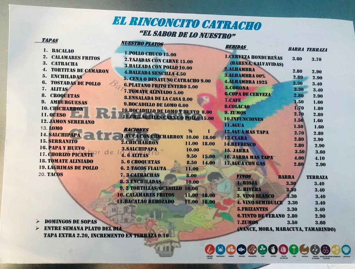 Menu at El Rinconcito Catracho pub & bar, Granada