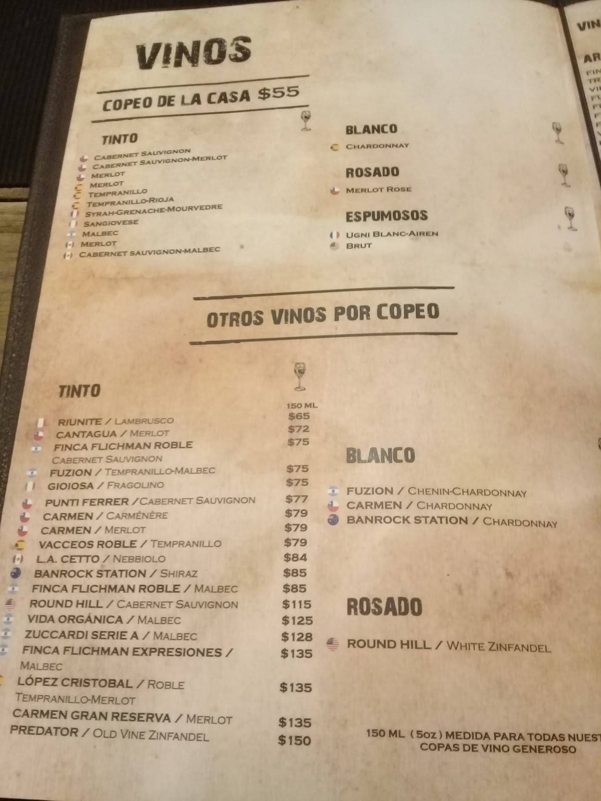 Carta del pub y bar CABOTINA, Zapopan, Av Guadalupe 1000