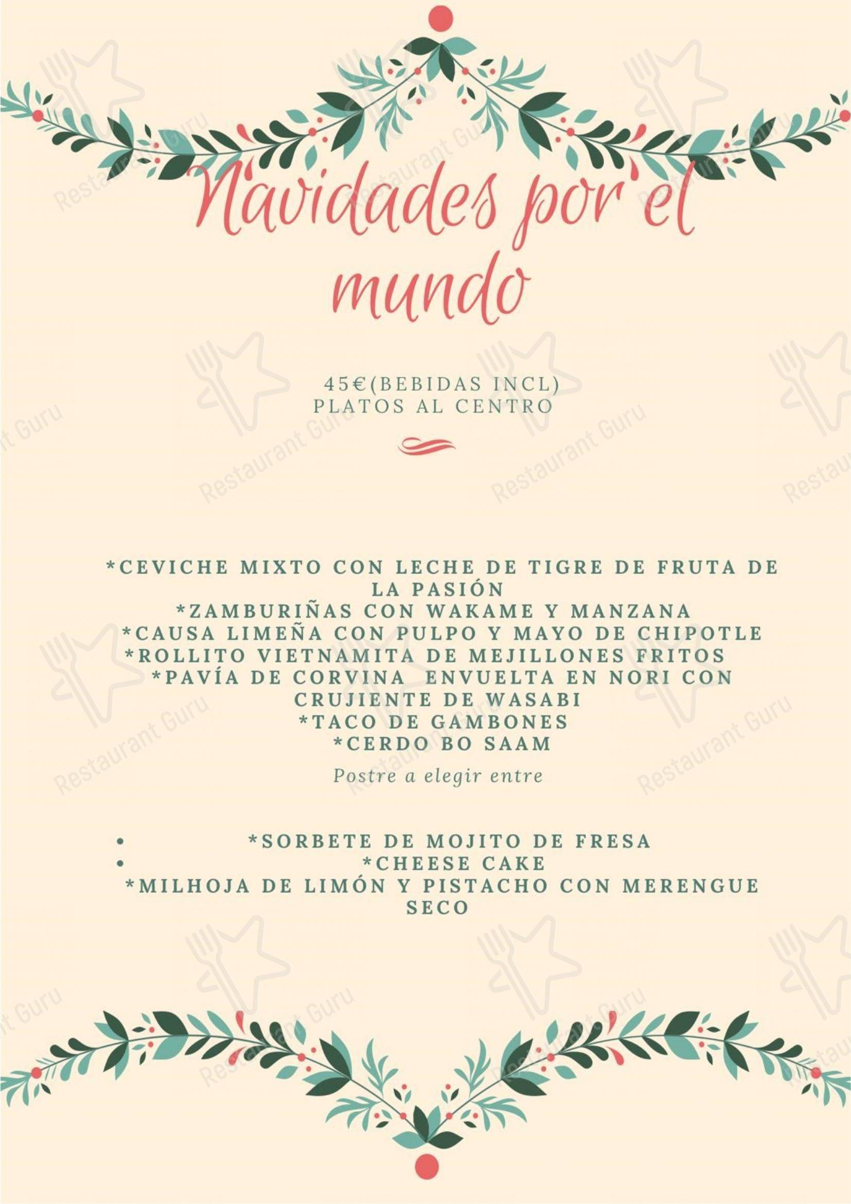Carta de Restaurante La Candela, Cádiz