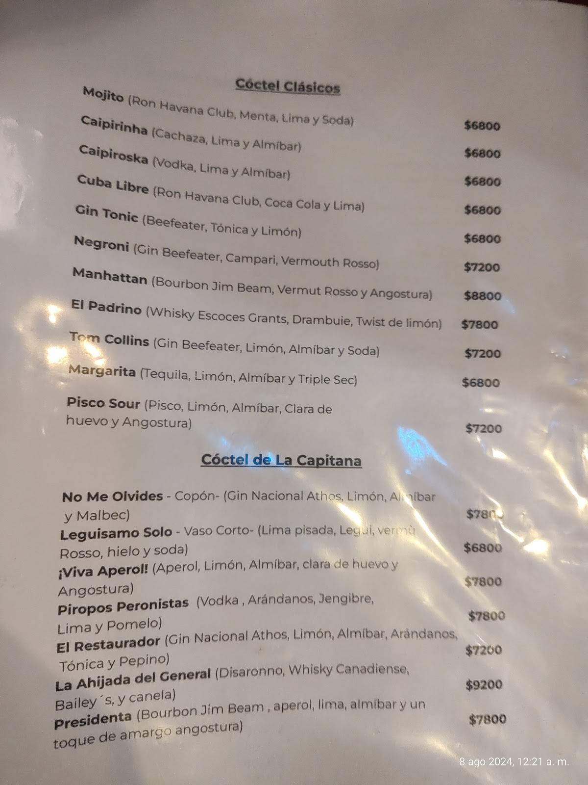 Carta del restaurante La Capitana - Bodegón y Vermutería, Buenos Aires