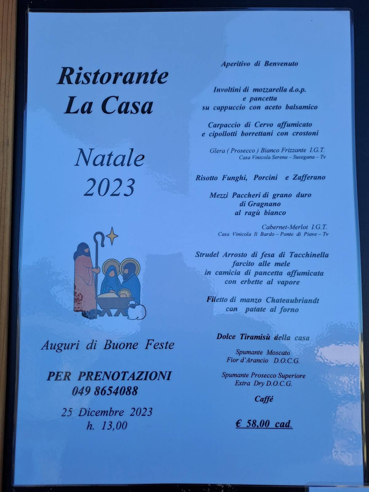 Menu da La Casa ristorante, Padova