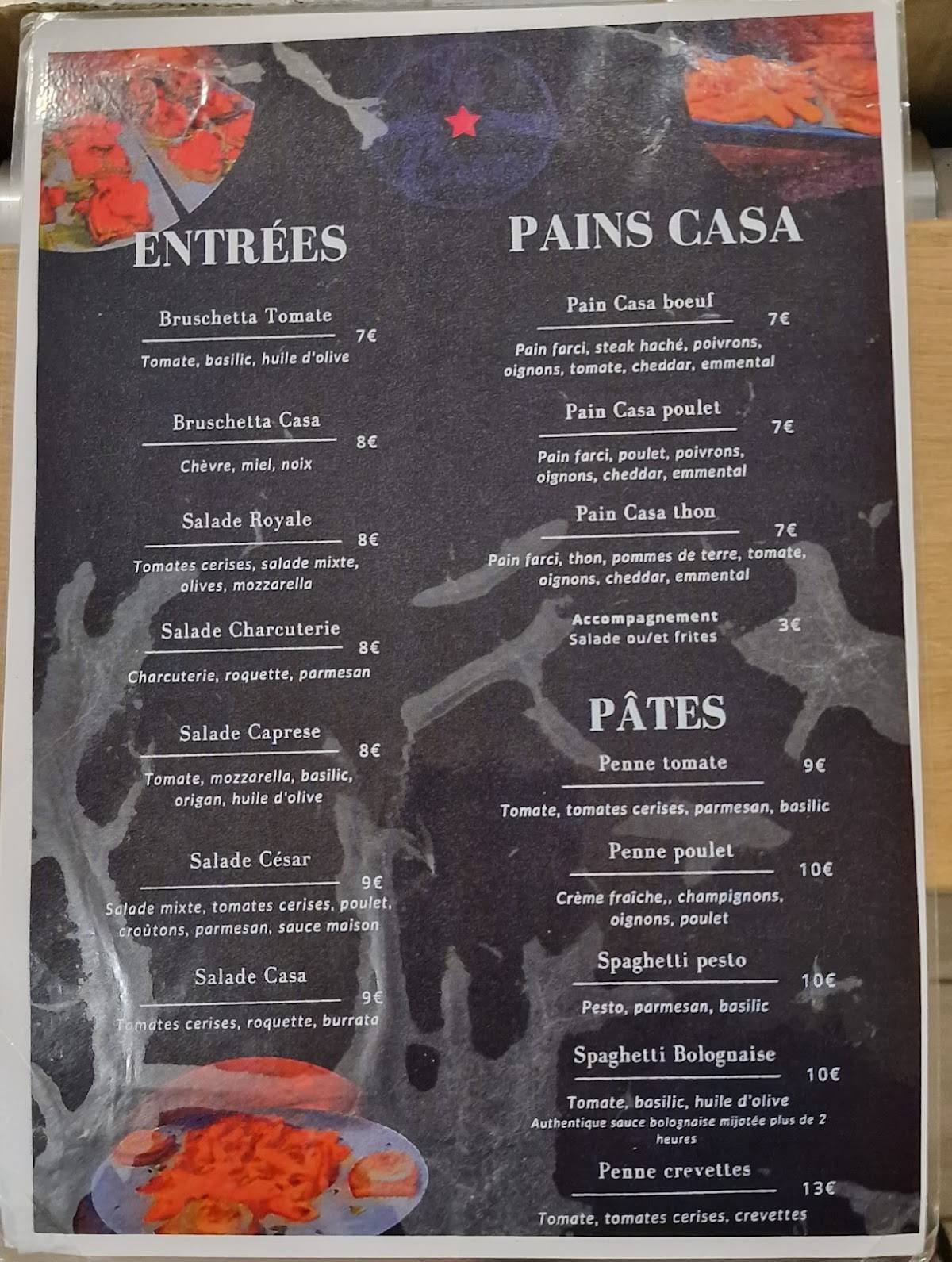 Menu au La Casa restaurant, Montbéliard