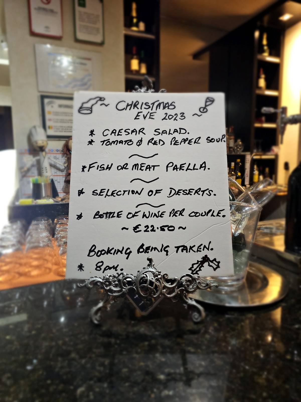Menu at La Cena restaurant, Albox