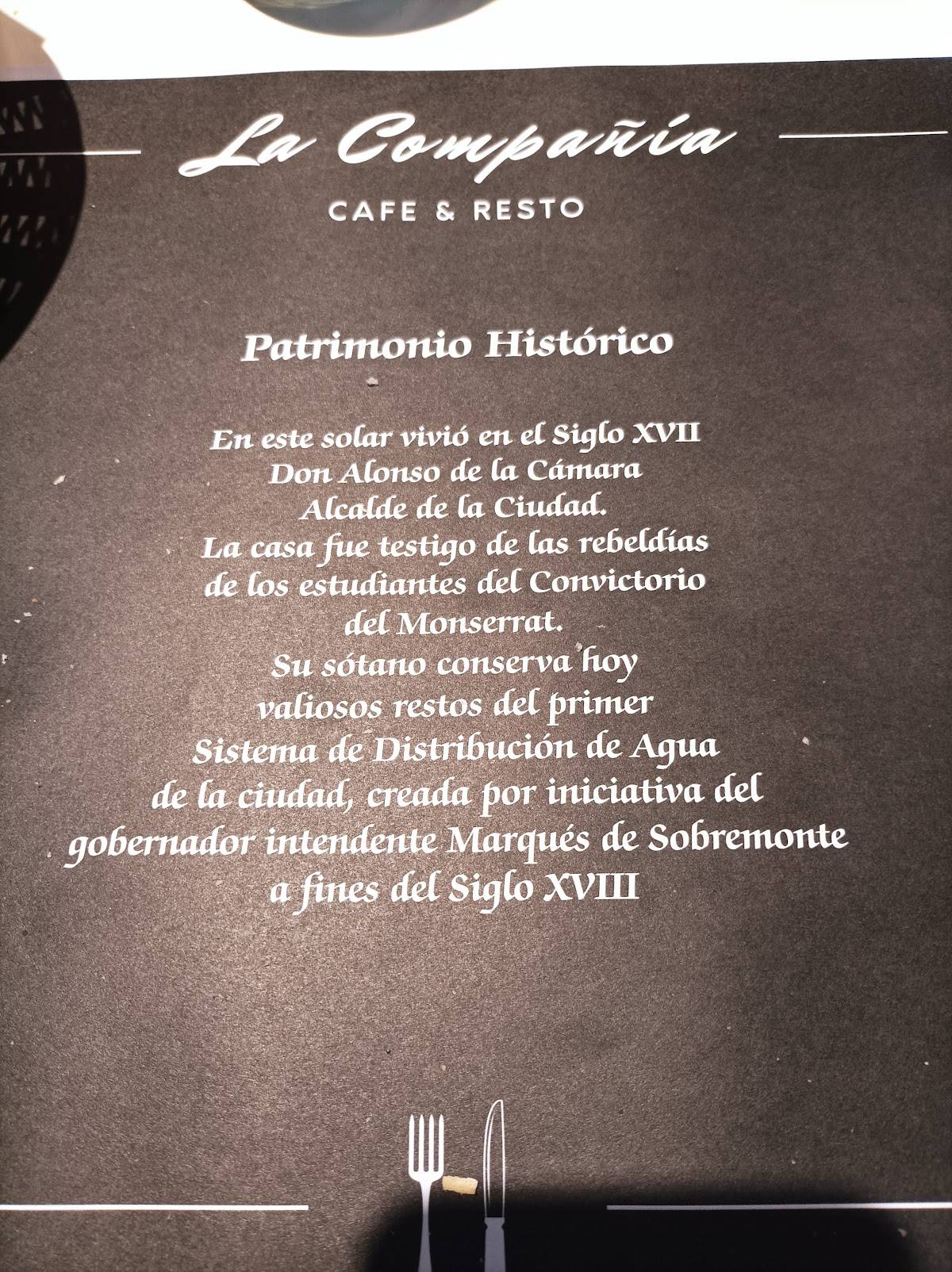 Carta de La Compañia Cafe & Resto, Córdoba