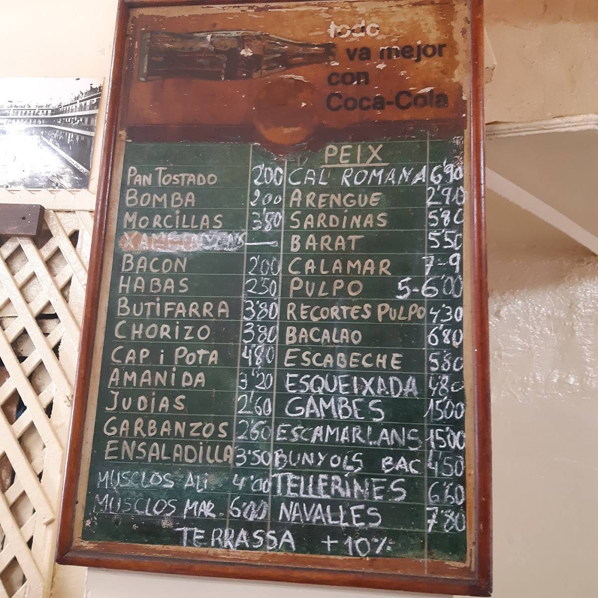 Menu at La Cova Fumada pub & bar, Barcelona