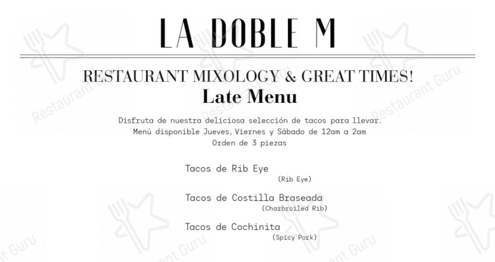 Menu at La Doble M Restaurant & Bar, McAllen
