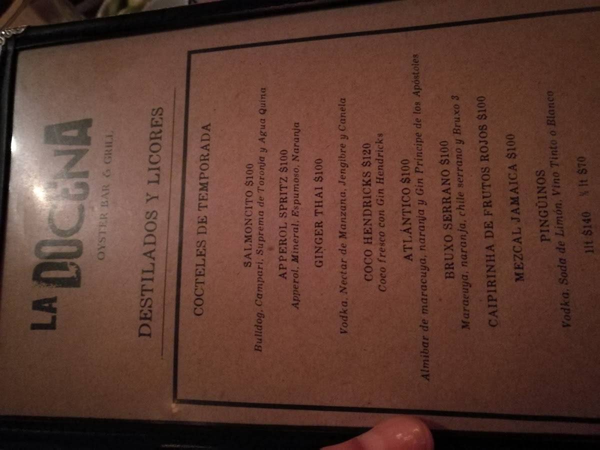 Carta del restaurante La Docena Sao Paulo, Guadalajara