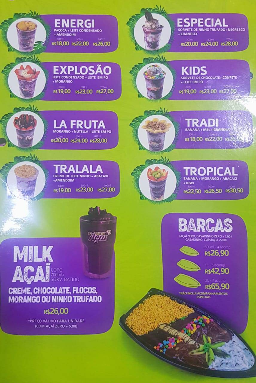 Menu em La Fruta Açaí Leblon pub & Bar, Rio de Janeiro