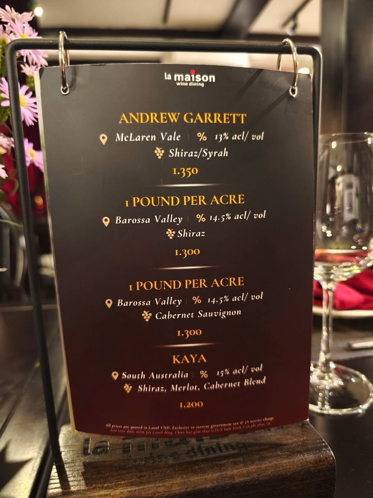 Menu at La Maison Wine Dining restaurant, Ho Chi Minh City, 201b Đ. Nam ...