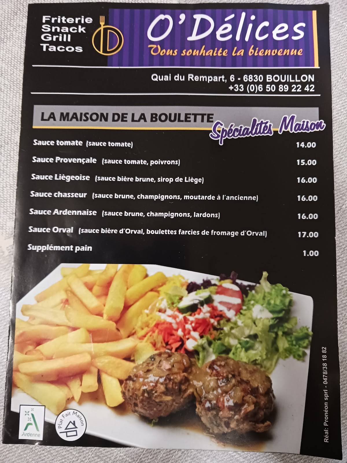 Menu au La Maison de la Boulette, Bouillon