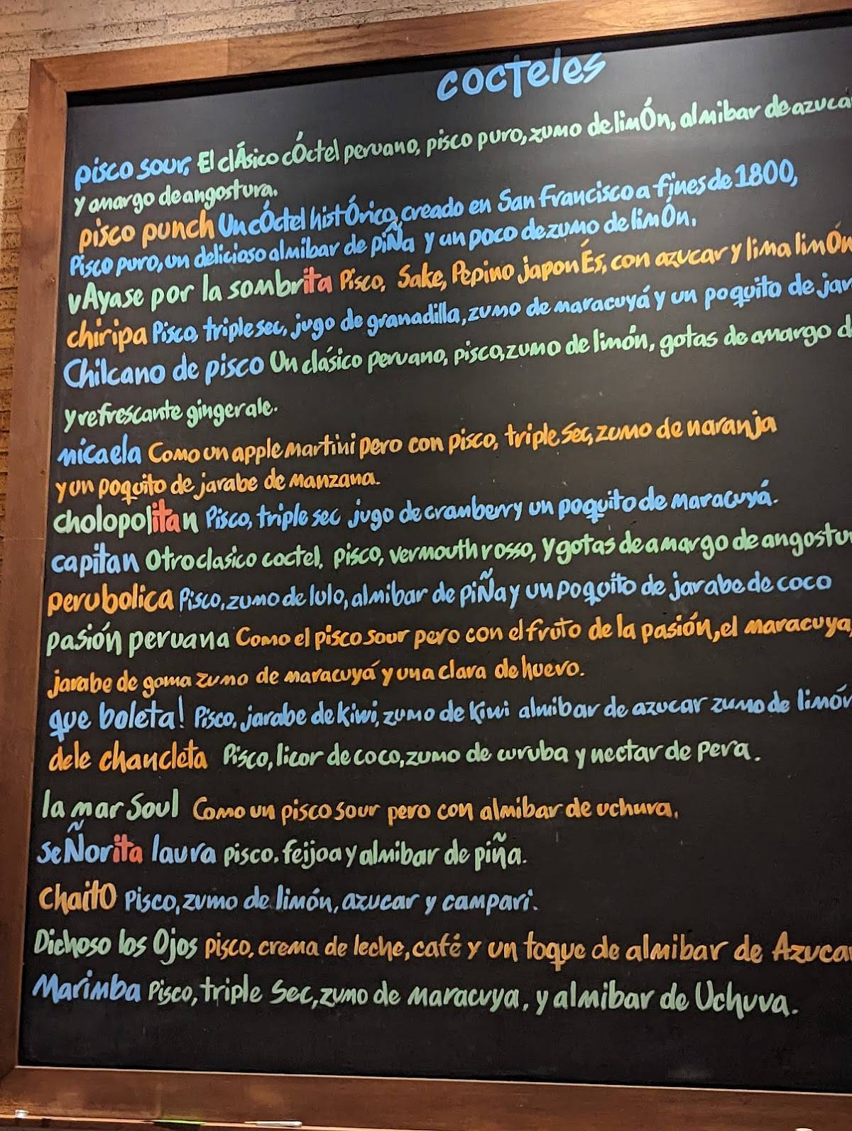 Carta del restaurante La Mar • Cebichería Peruana, Bogotá