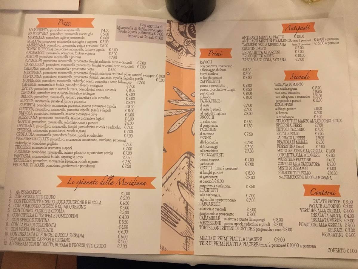 Menu da La Meridiana ristorante, Meldola
