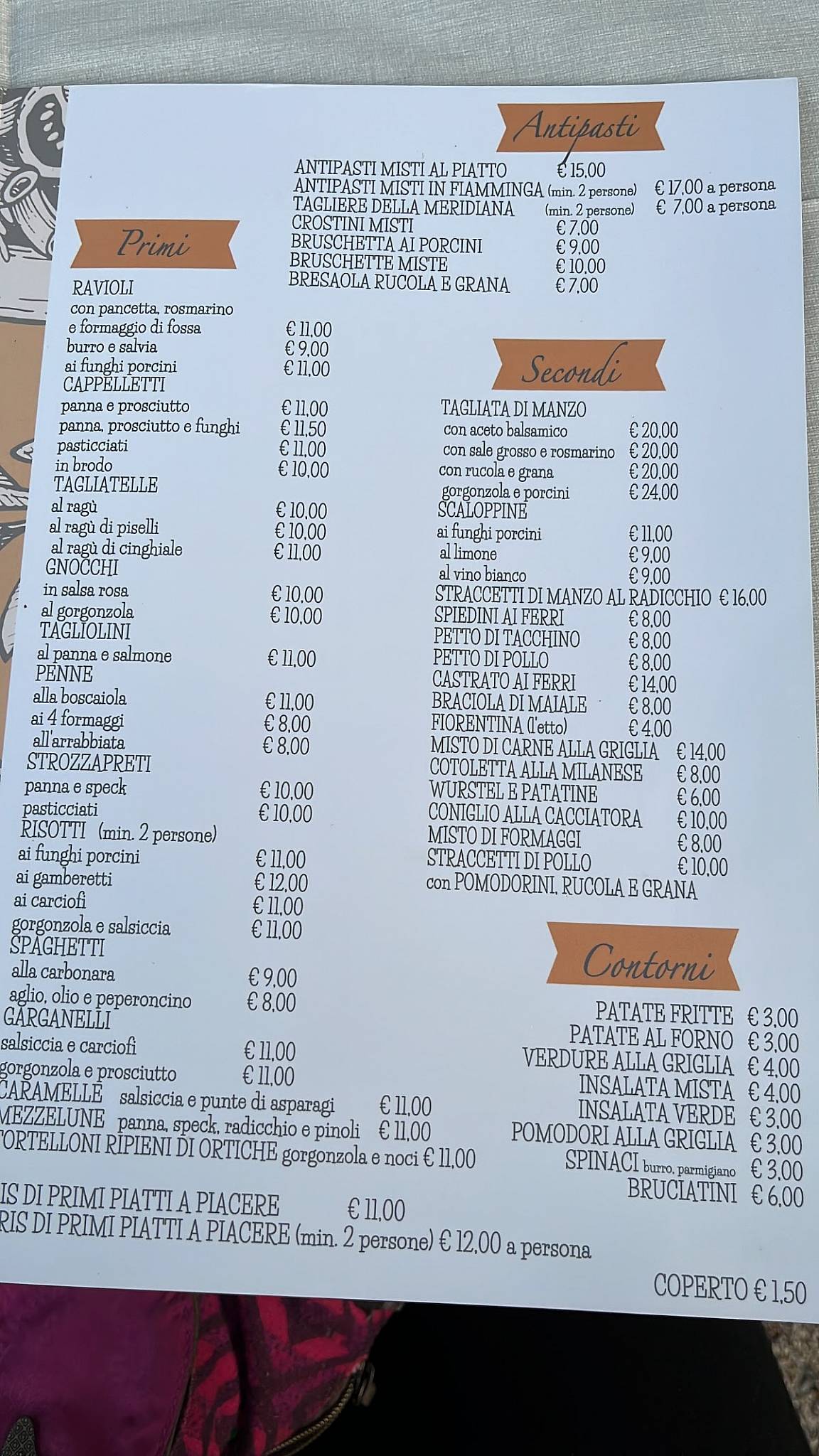 Menu da La Meridiana ristorante, Meldola