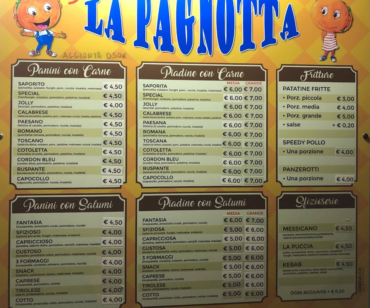 Speisekarte von La Pagnotta restaurant, Nardò